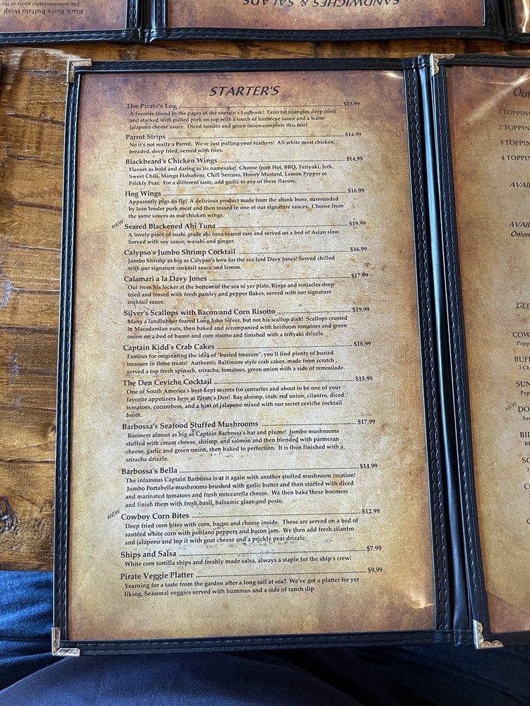 Menu at Black Pearl Restaurant, Parker, Riverside Dr