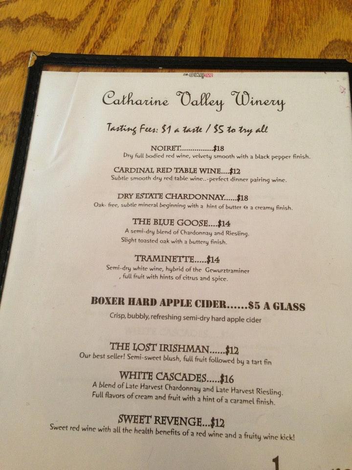 Menu at Catherine Valley Winery, Burdett