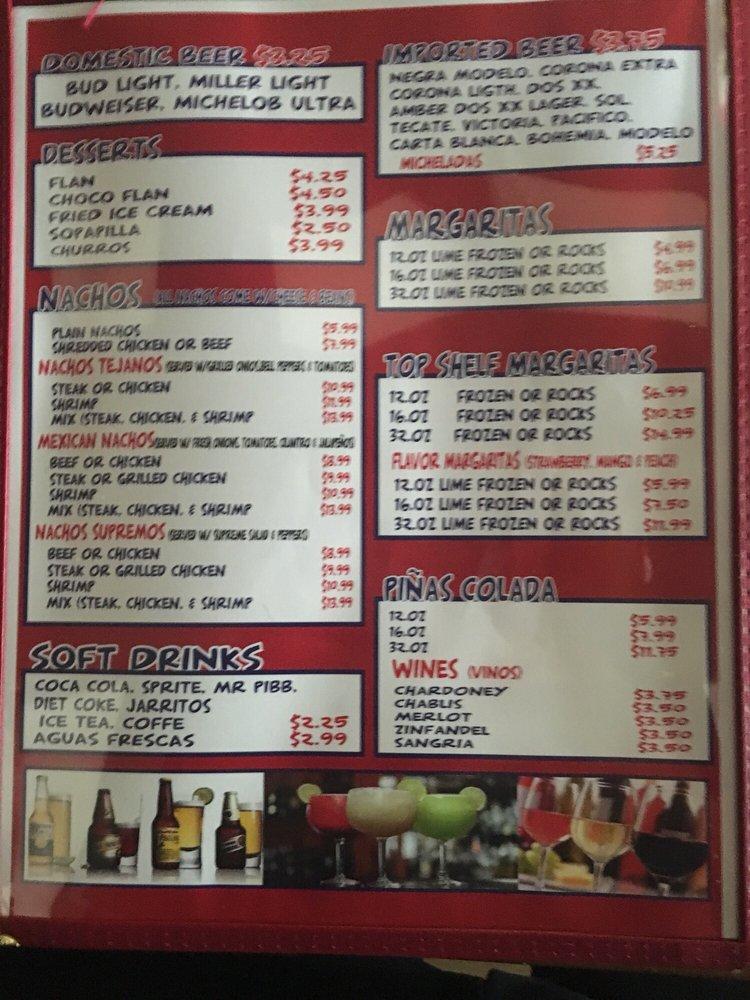 Menu at El Tejano pub & bar, Helena, Co Rd 52