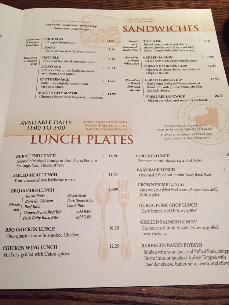 Menu at Jack Stack Barbecue - Overland Park, Overland Park