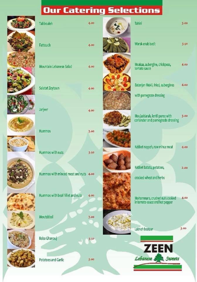 Menu at Zeen, Strovolos, Armenias 1A