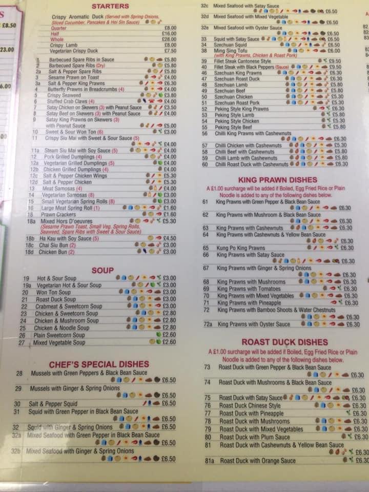 Menu at Ming Sing Chinese Takeaway fast food, Harrow, 122 Pinner Rd