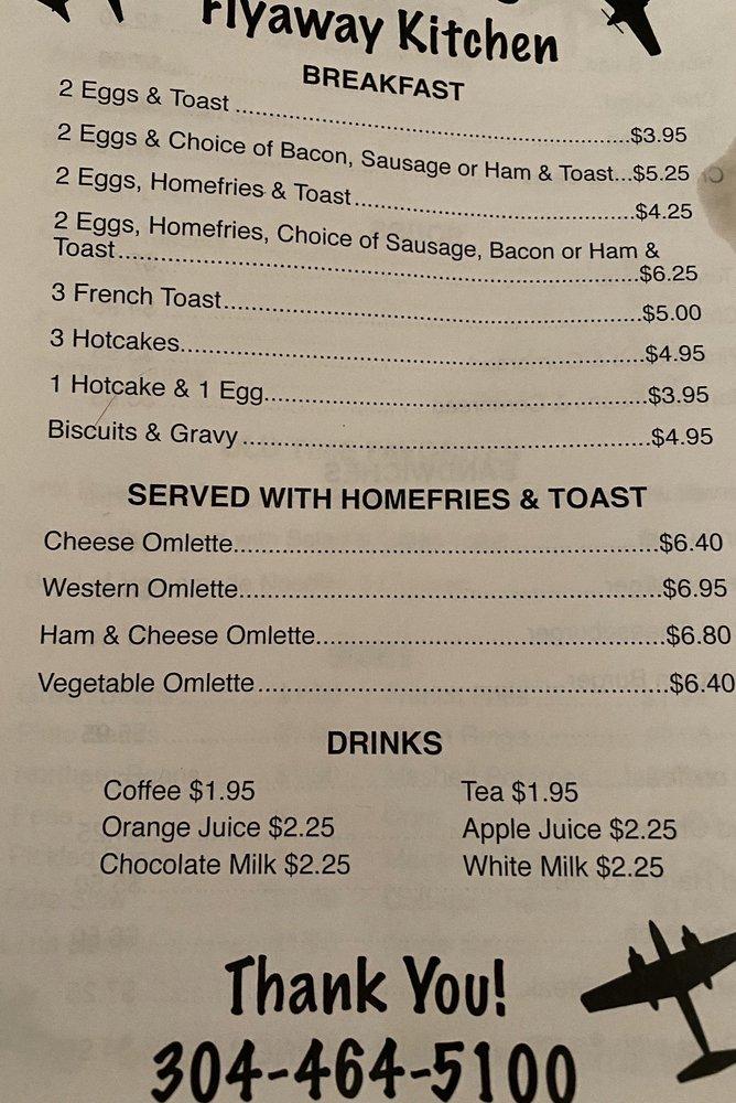 Menu at Jerry’s FlyAway Kitchen restaurant, Boaz