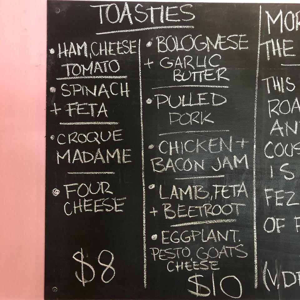 Menu at Recess cafe, Gosford