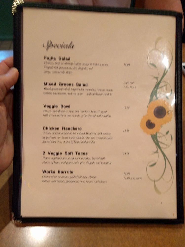 Menu at Carmelita's Mexican Grill restaurant, Borrego Springs