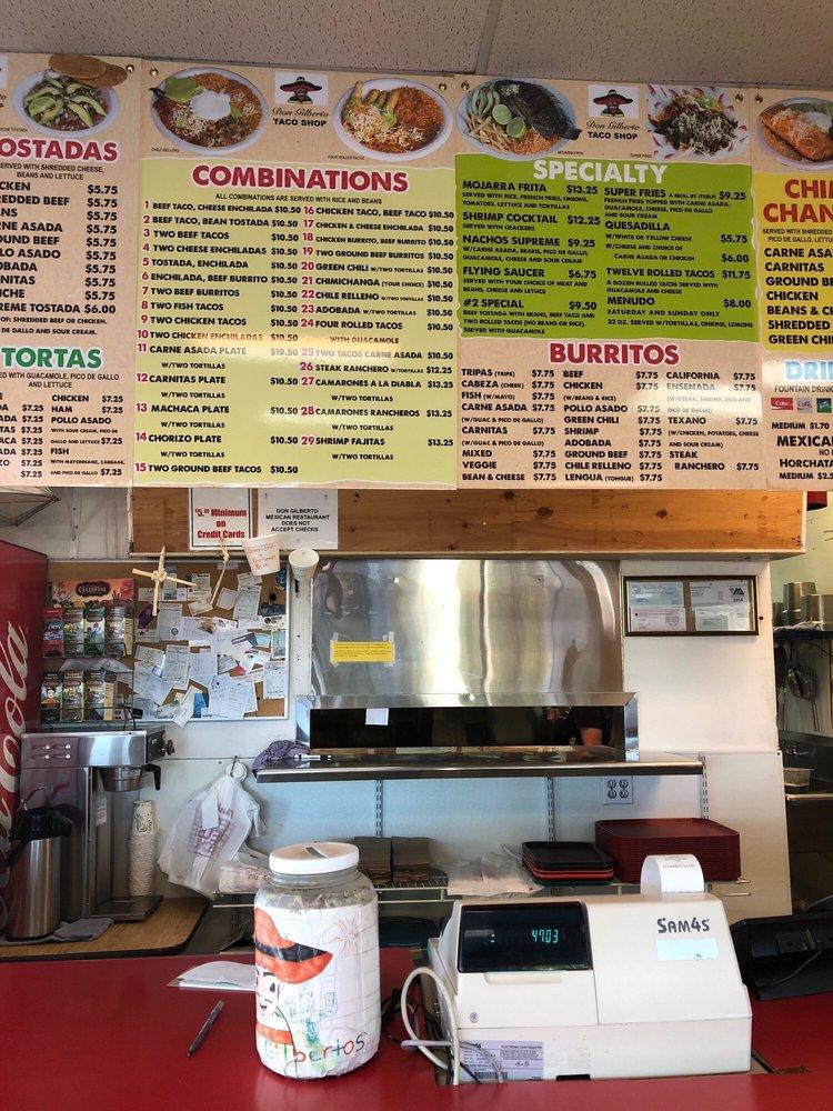 Menu at Don Gilberto Mexican Food restaurant, Montrose, S Townsend Ave ...