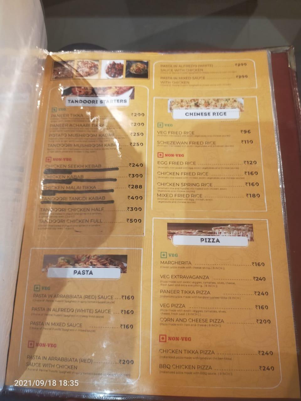 Menu at High Sky, Jamshedpur
