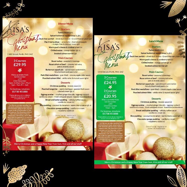 Menu at Kisa's pub & bar, Perth