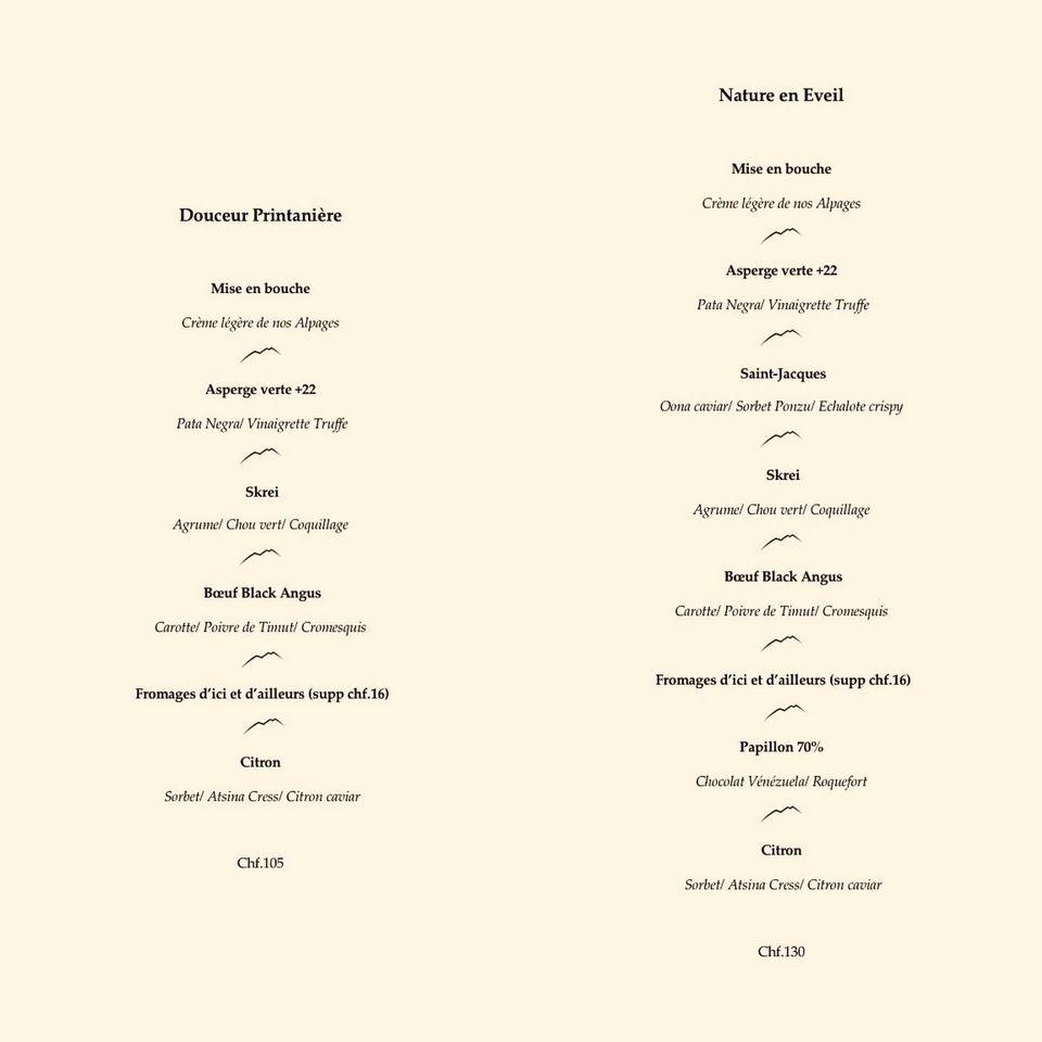 Menu at Restaurant Le 42, Champéry