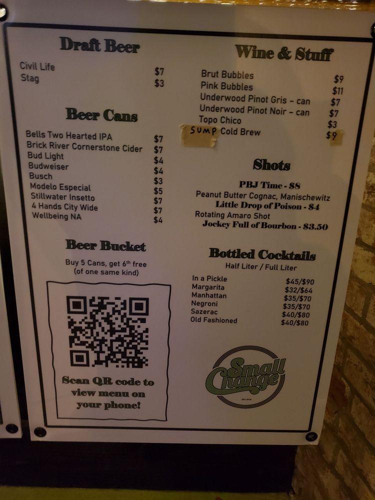 Menu at Small Change STL pub & bar, St. Louis