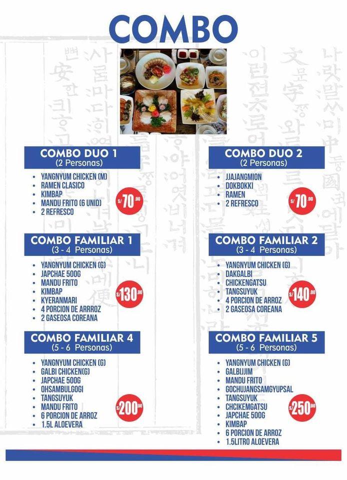 Carta del restaurante Surasang, Jesus Maria