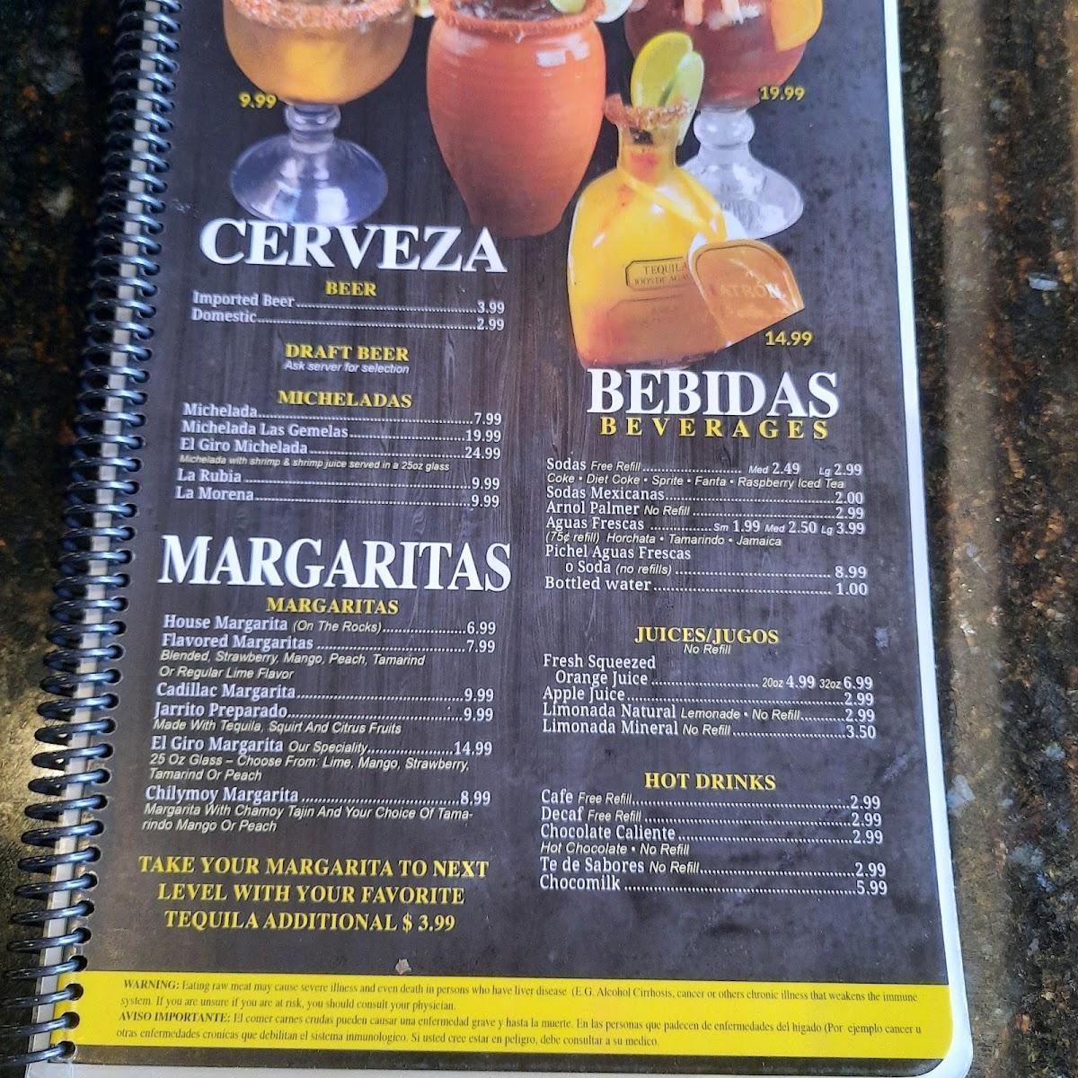 Menu at Taco Giro Mexican Grill & Seafood restaurant, Casa Grande