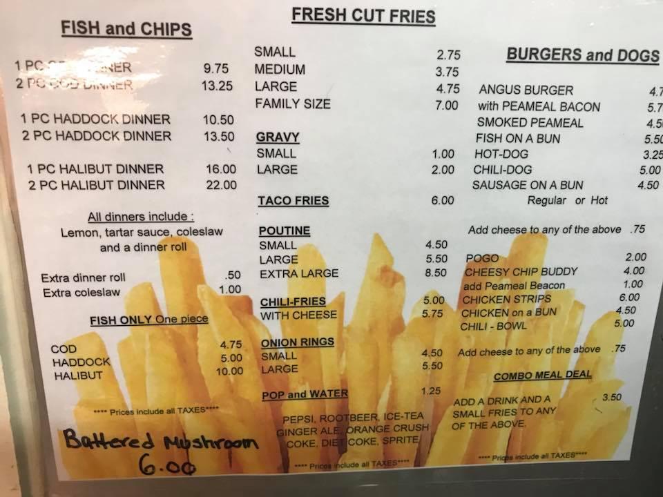 Menu at Brantford Chip Wagon restaurant, Brantford