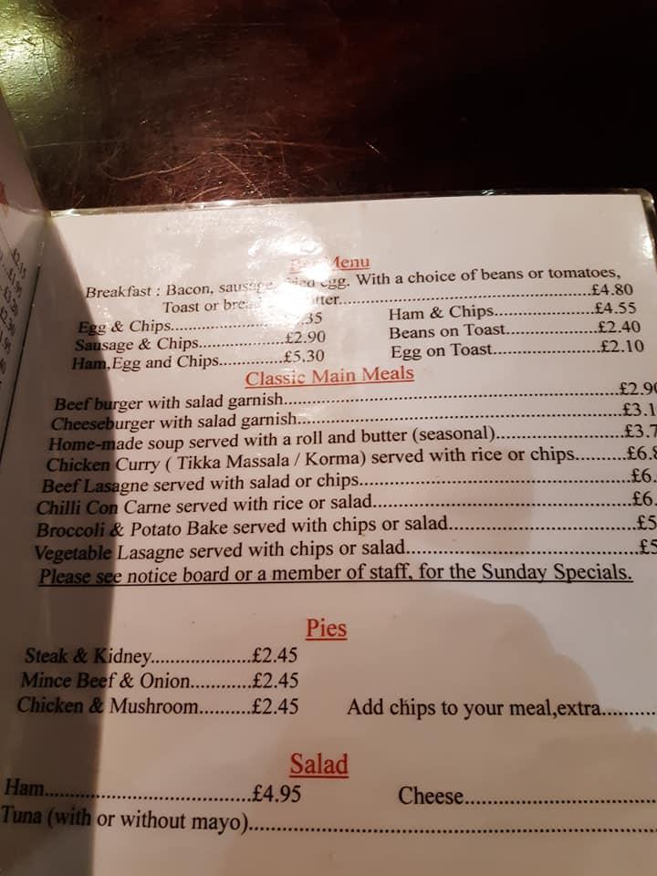 Menu at The Waterside Bar, Banbury