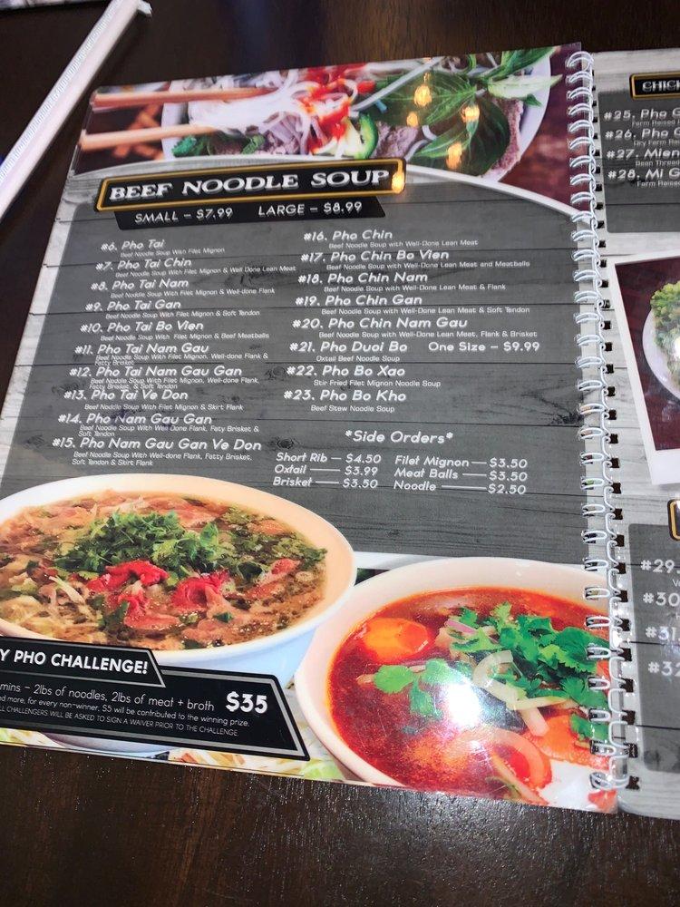 Menu at Simply Pho and Bo Ne restaurant, Sugar Land