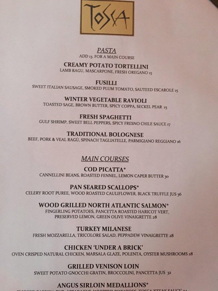 Menu at Tosca pub & bar, Hingham