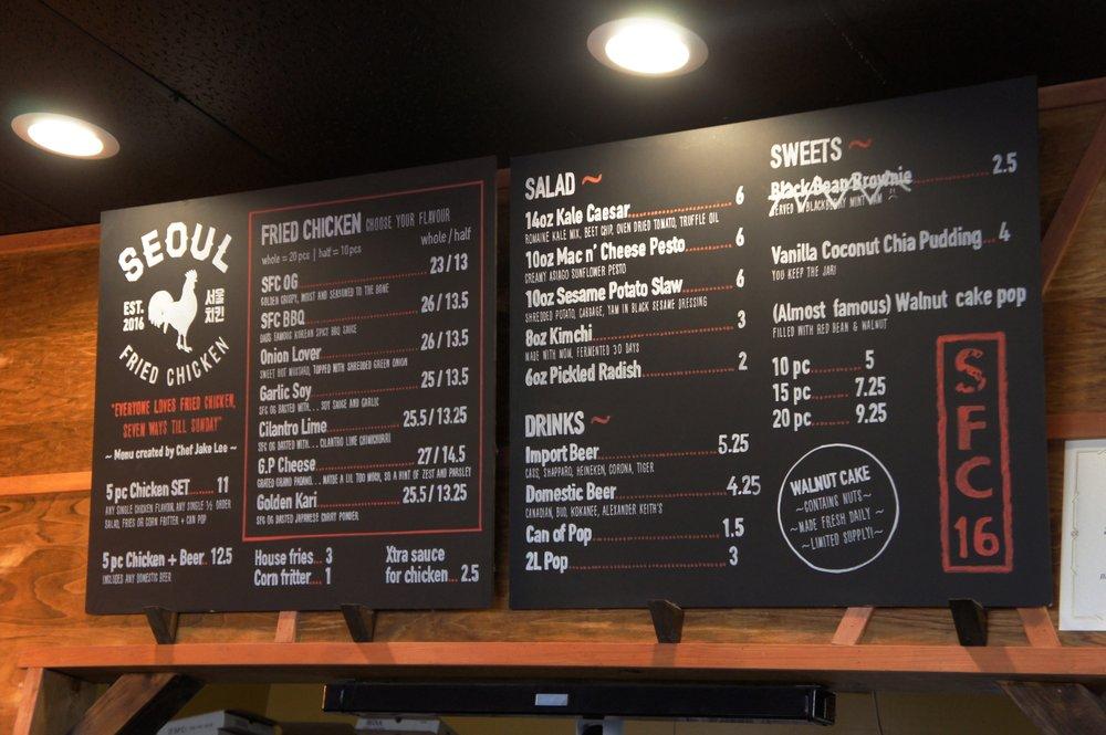 Carta del restaurante SFC Seoul Fried Chicken, Edmonton, b 104 St NW