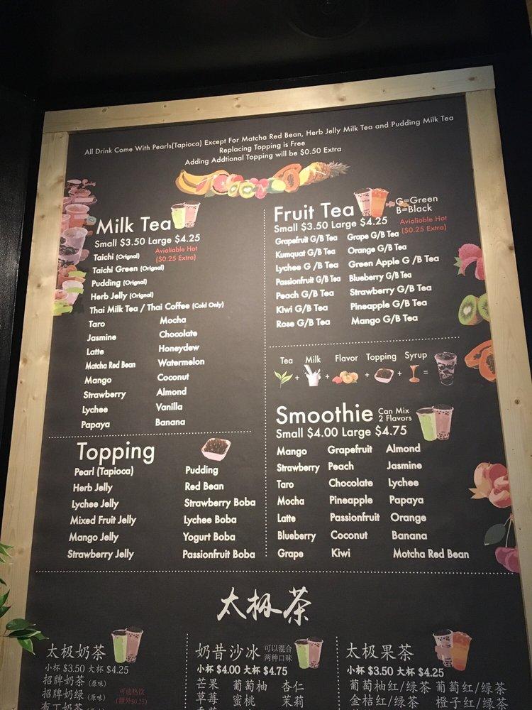 Menu at Tai Chi Bubble Tea restaurant, Irondequoit, E Ridge Rd