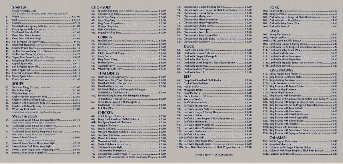 Menu at Tai Pan fast food, Luton, 70 Birdsfoot Ln