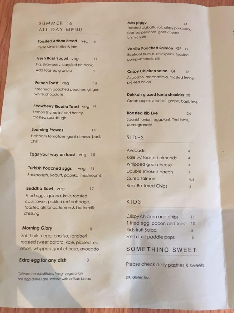 Menu at Blackwood Cronulla restaurant, Cronulla