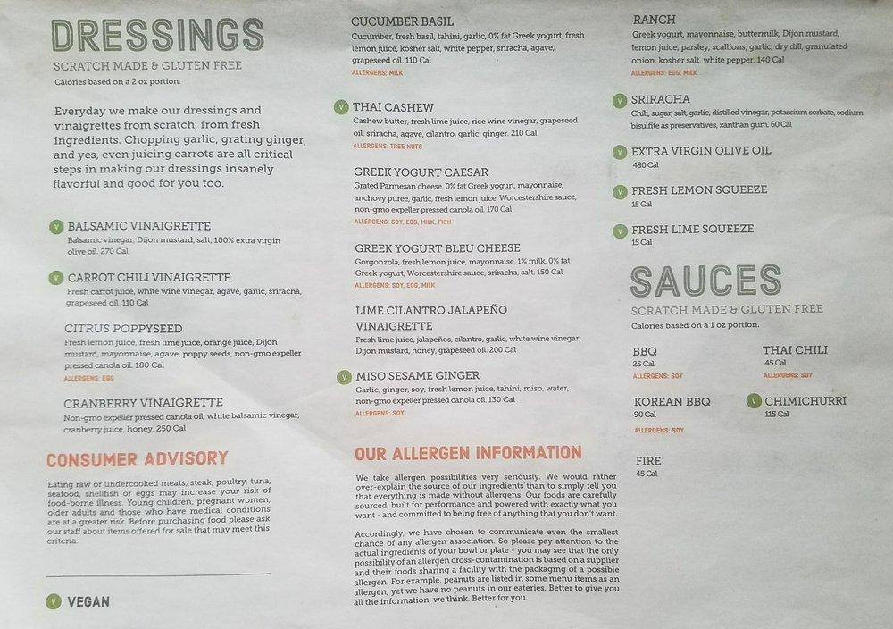 Menu at CoreLife Eatery restaurant, Boca Raton