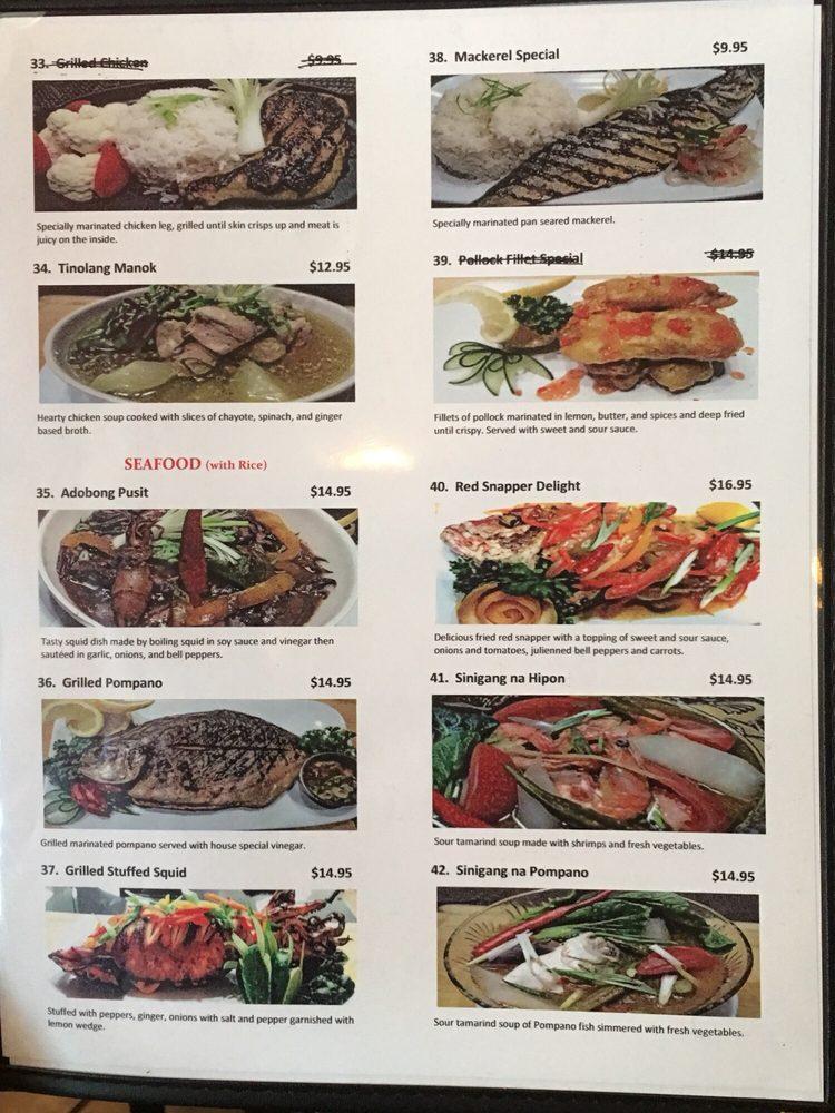 Menu at Kusina De MANILA restaurant, Des Plaines