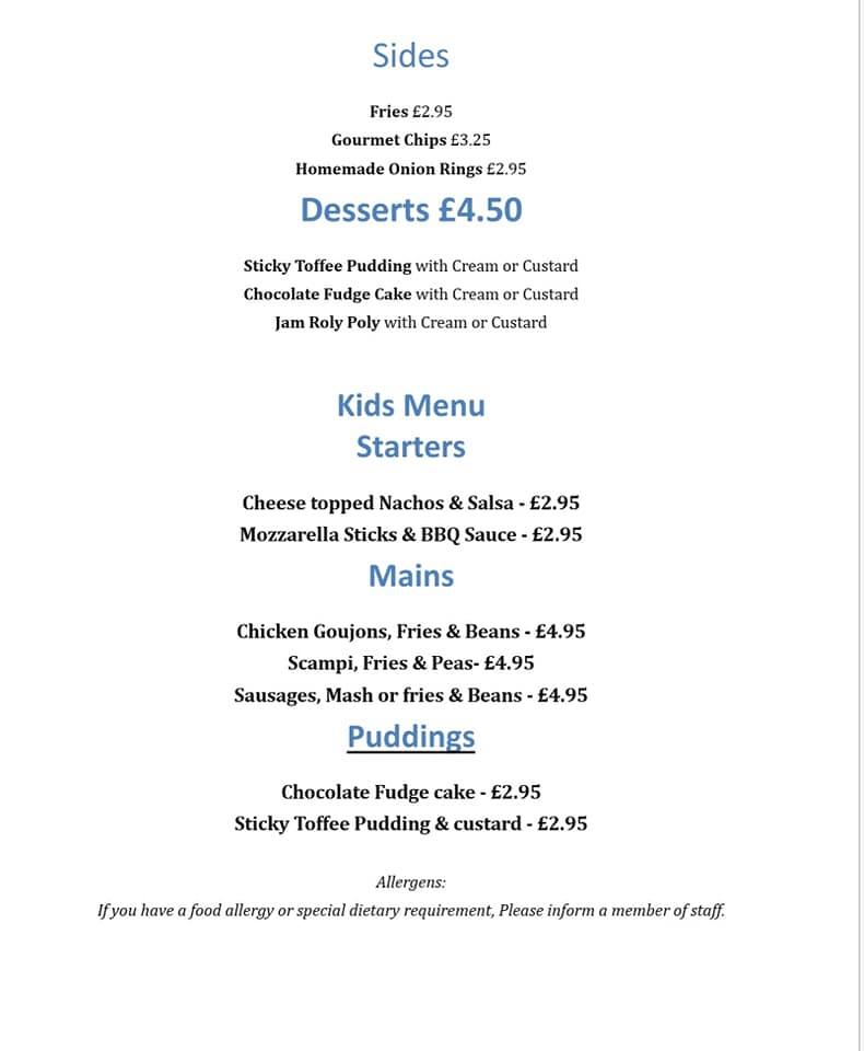 Menu at The Shakespeare Inn pub & bar, Stratford-upon-Avon