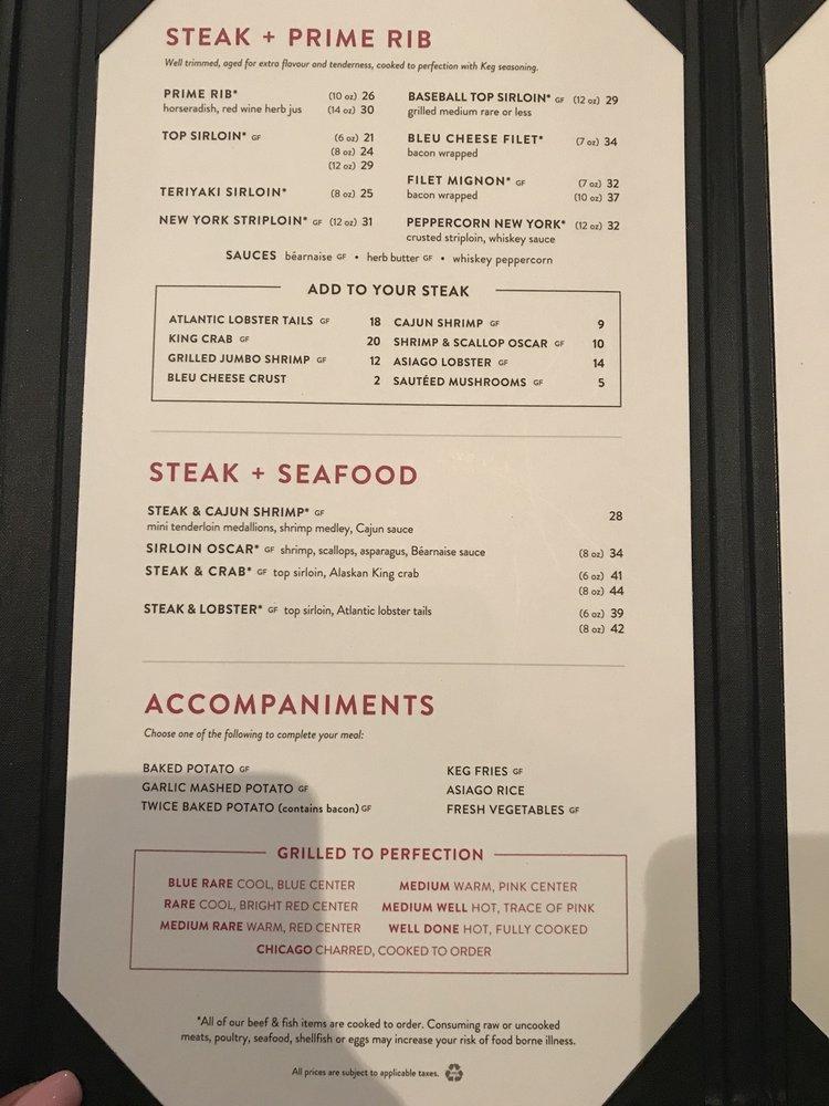 Menu at The Keg Steakhouse + Bar - Desert Ridge, Phoenix, N Tatum Blvd