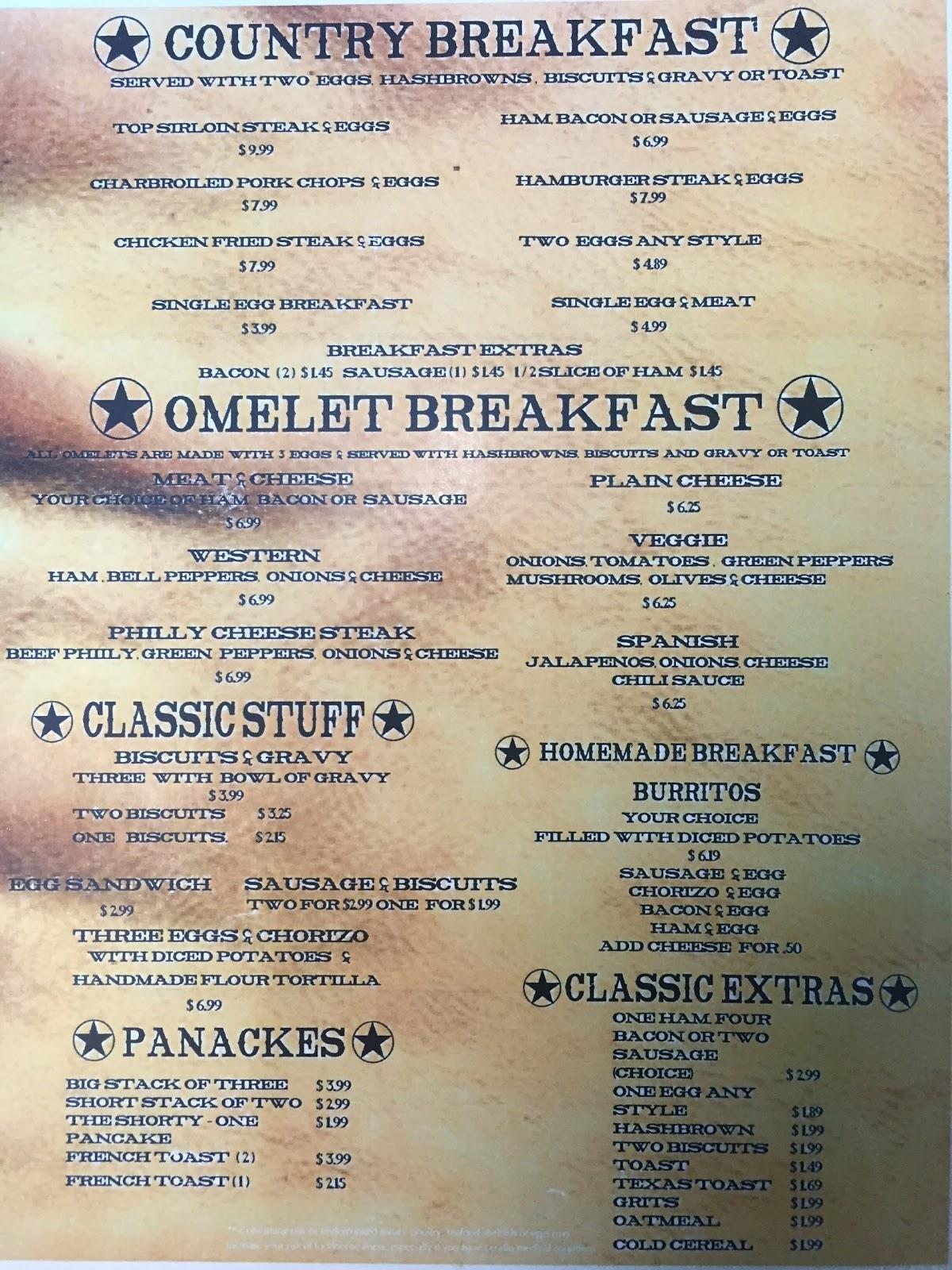 Menu at Jolly Travel Center restaurant, Jolly