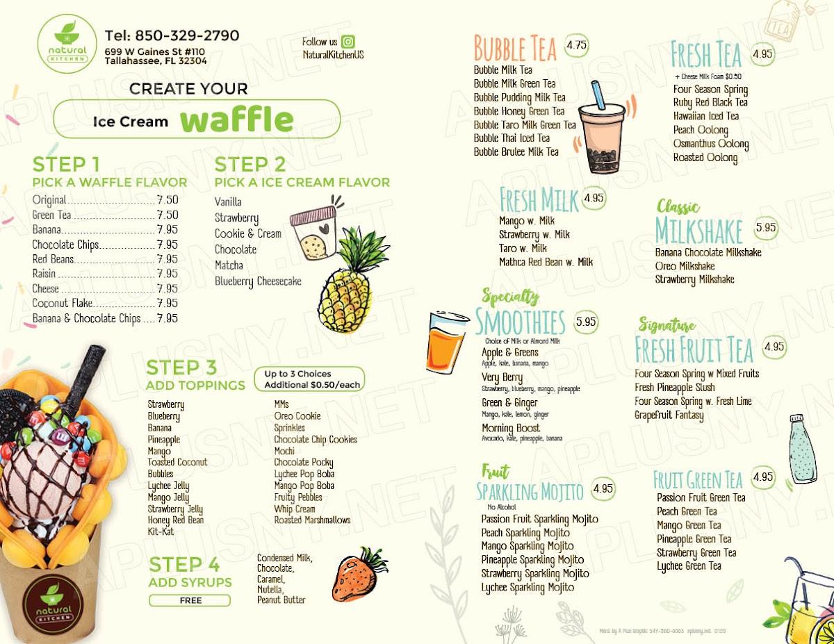 Menu at Natural Kitchen (Poke & Bubble Tea) restaurant, Tallahassee ...