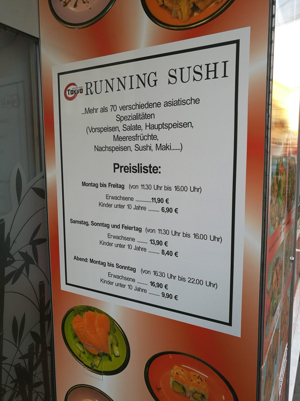 Speisekarte von Tokyo running sushi restaurant, Linz