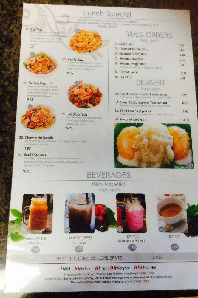 Menu at Yuma Thai Cuisine restaurant, Yuma