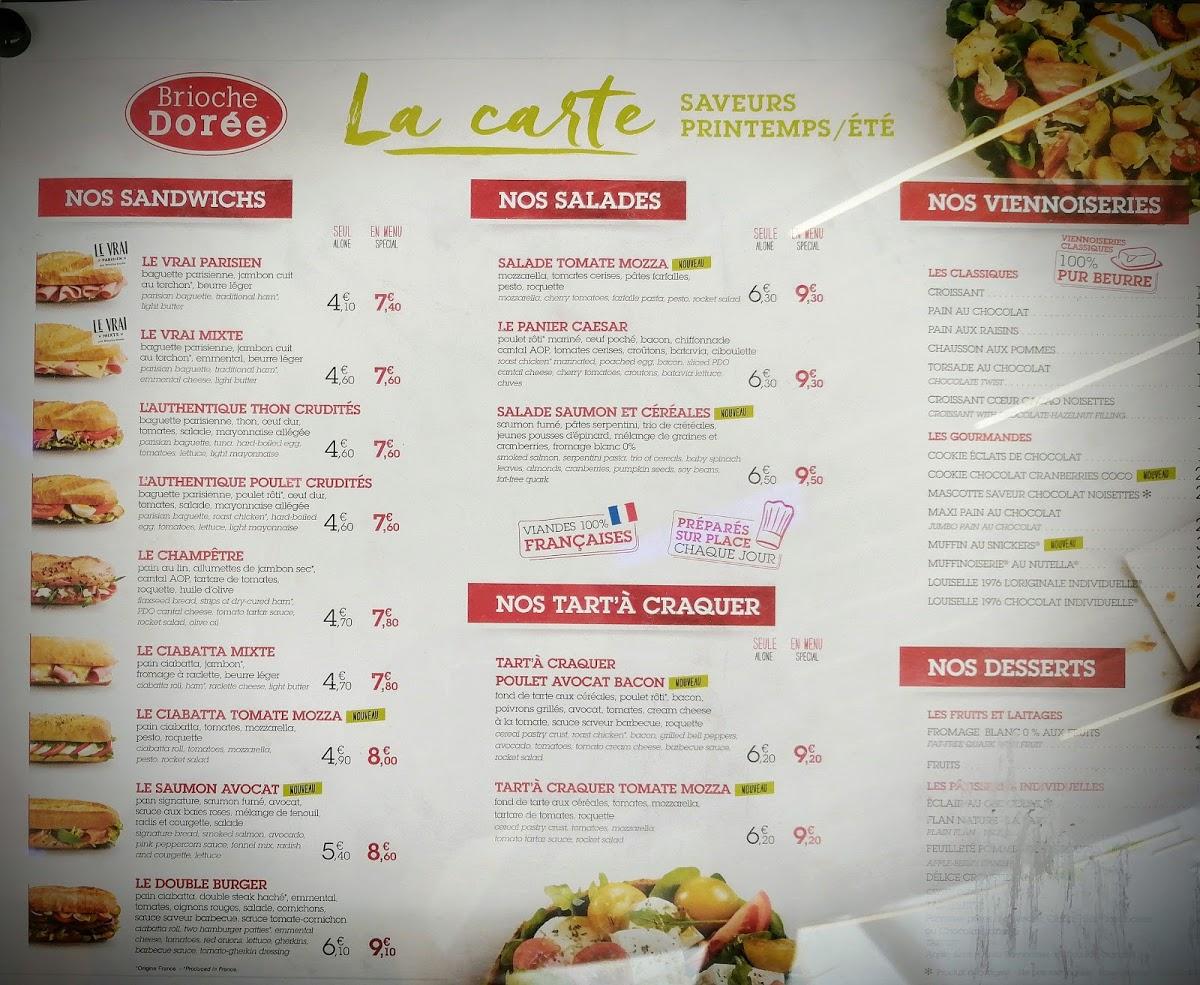 Menu at Brioche Dorée restaurant, St-Laurent-du-Var, 61 Av. Eugène Donadeï
