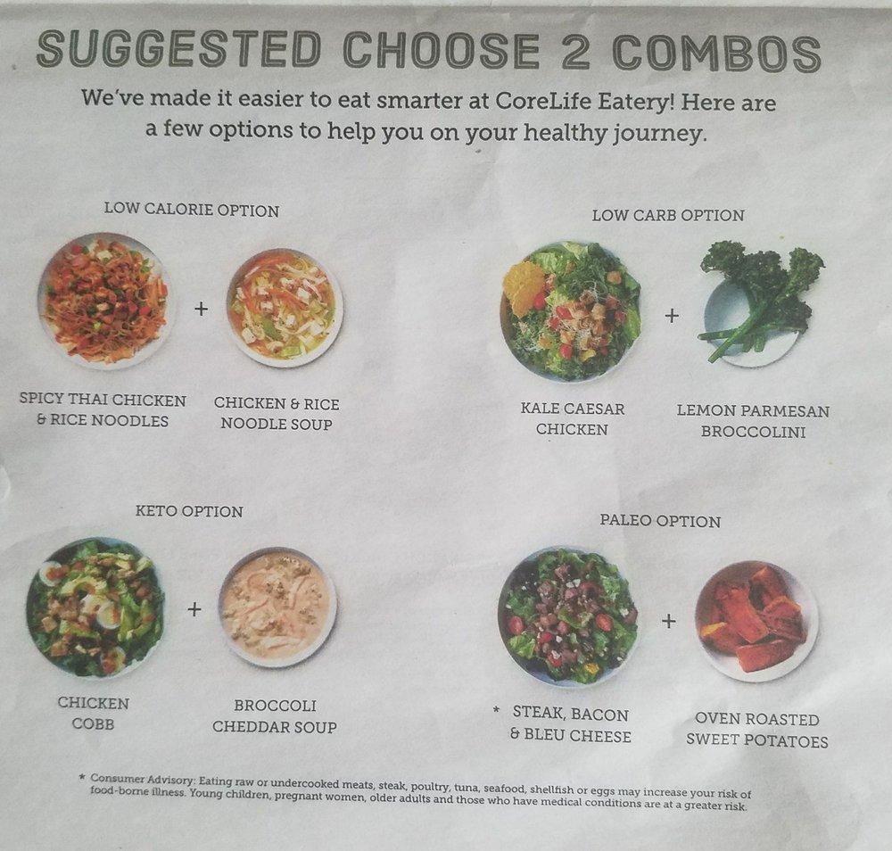 Menu at CoreLife Eatery restaurant, Boca Raton