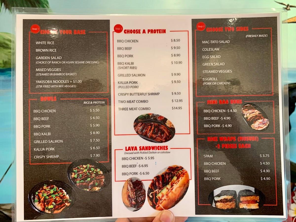 Menu at Lava Island BBQ, Mission Viejo