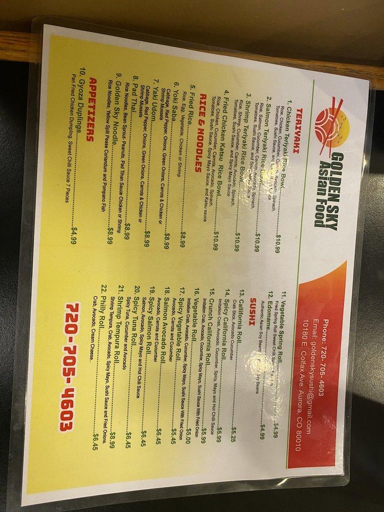Menu at Mango House restaurant, Aurora