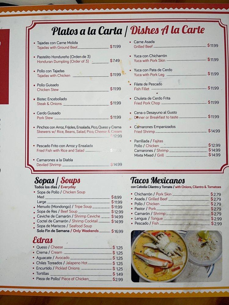 Menu at Mi Tierra Ristaurante Y Papusaria #2 restaurant, Baton Rouge