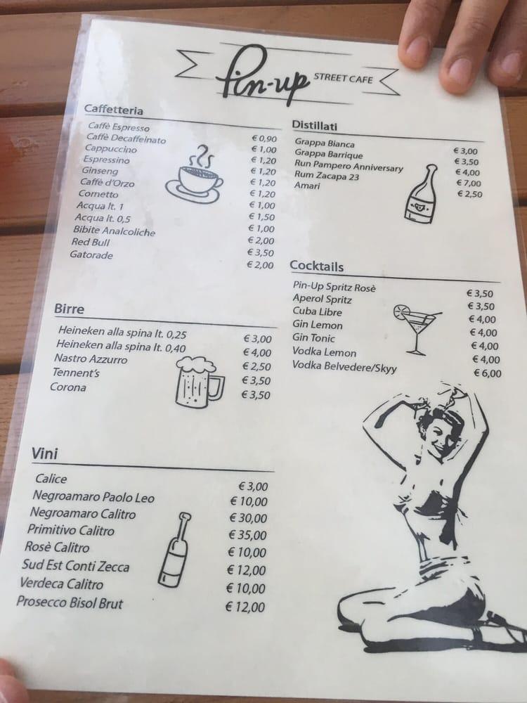 Carta de Pin-Up Street Café, Maruggio