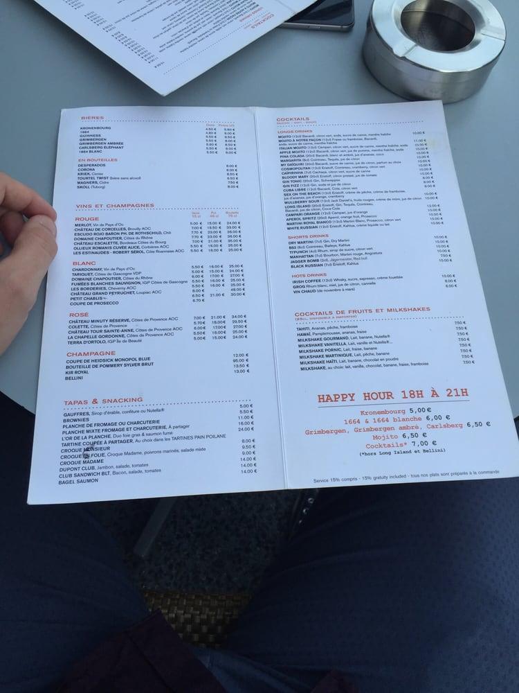 Menu au Dupont Café Bibliothèque, Paris, 84 Avenue de France