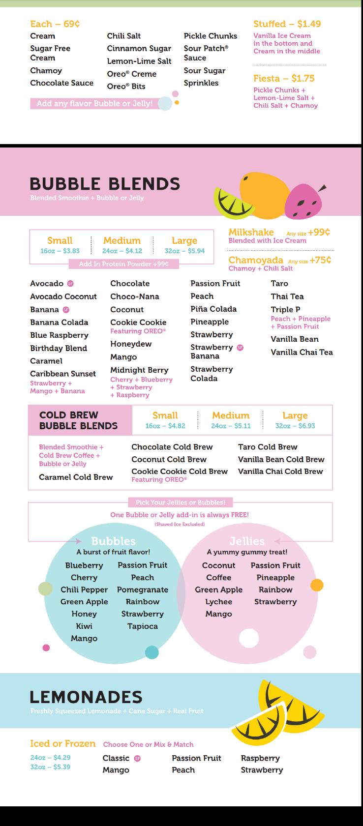 Menu at Happy’s Shaved Ice, Bubble Tea & Smoothies pub & bar, Lubbock