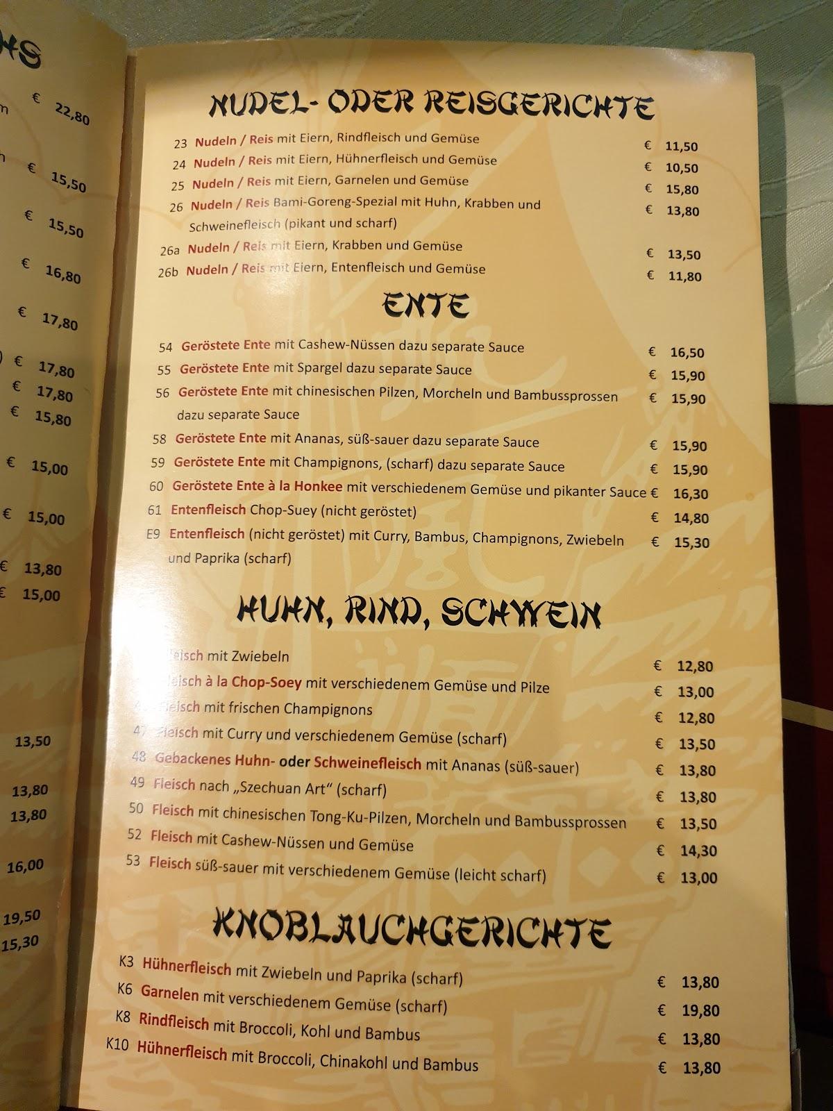Speisekarte von Hon Kee restaurant, Weyhe