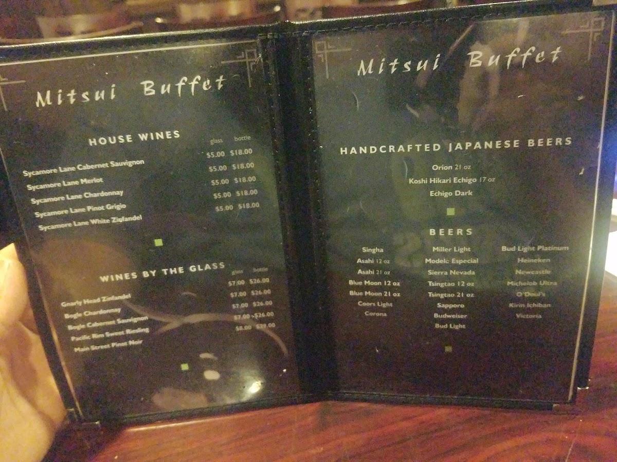 Menu at Mitsui Buffet restaurant, Clovis