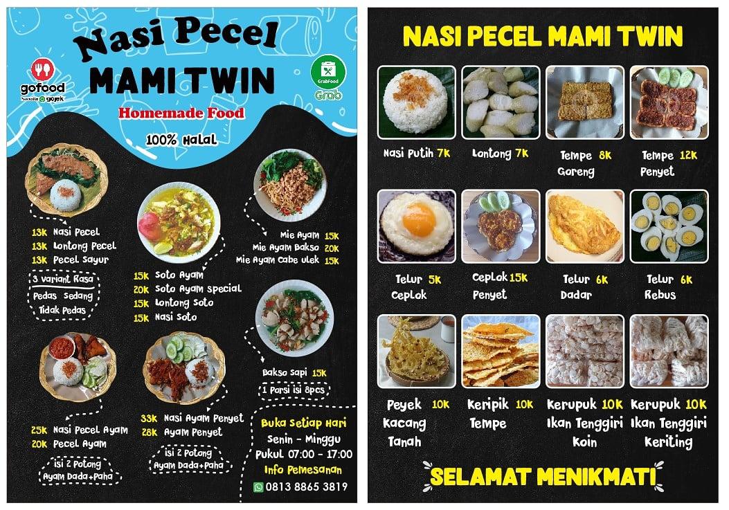 Menu at Nasi Pecel Mamitwin restaurant, Tangerang