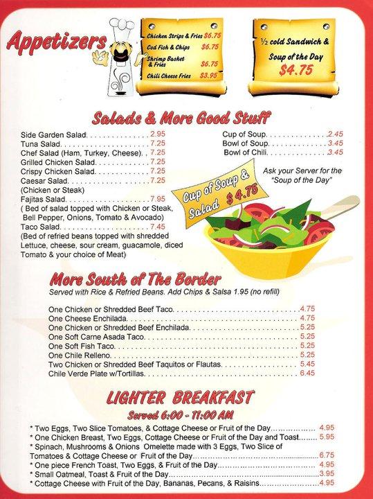 Menu at Amy's Cafe, Riverside