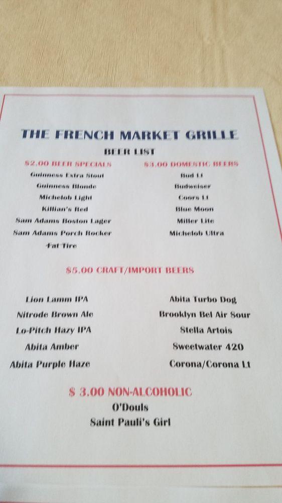 Menu at French Market Grille restaurant, Augusta