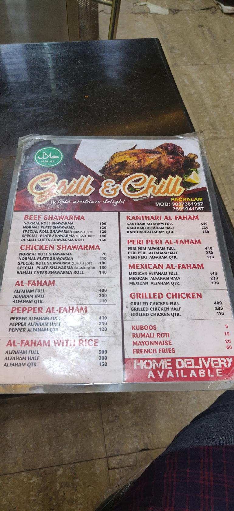 Menu at Grill 'N' Chill, Kochi, 272H+HQ7