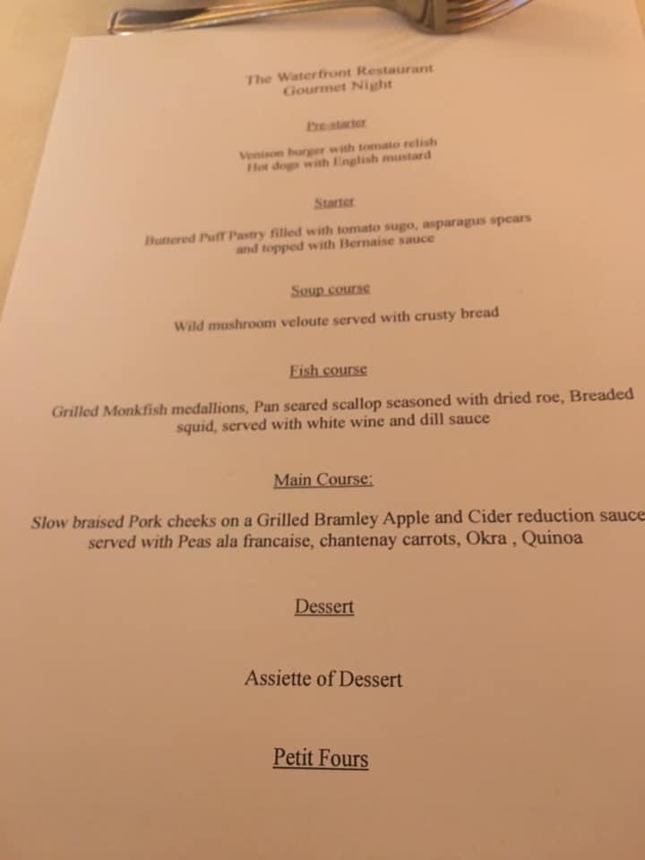 Menu at The Waterfront Restaurant, Kirkcaldy, 461-463 High St