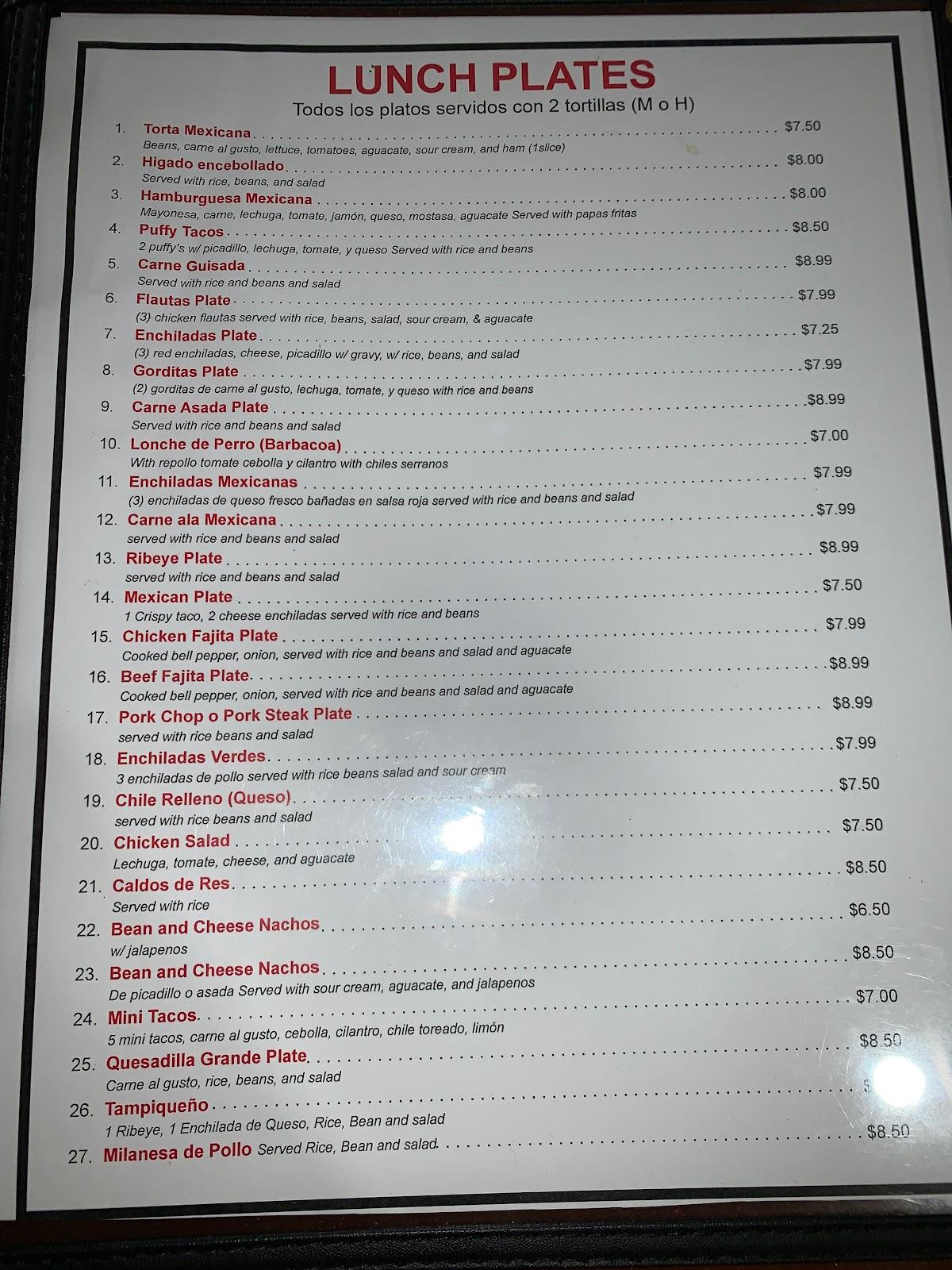 Menu at El Tako Loko restaurant, San Antonio, 2502 Blanco Rd