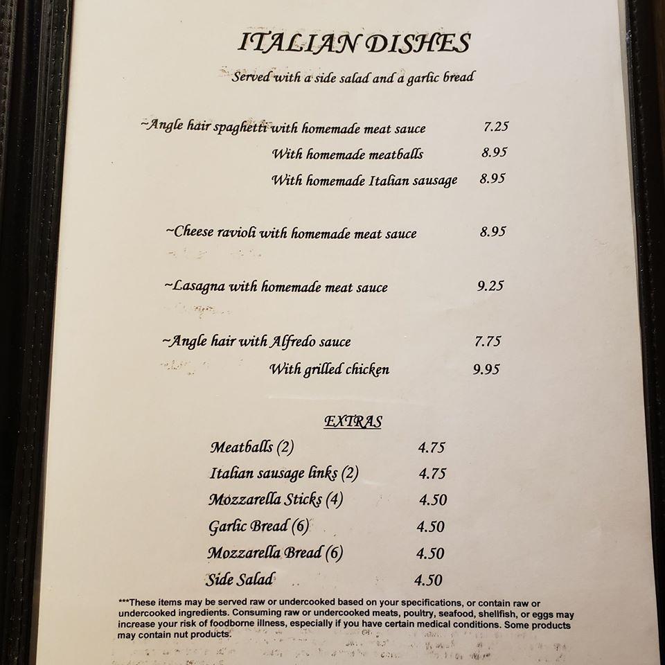 Menu at Feeling saucy pizzeria, Ordway