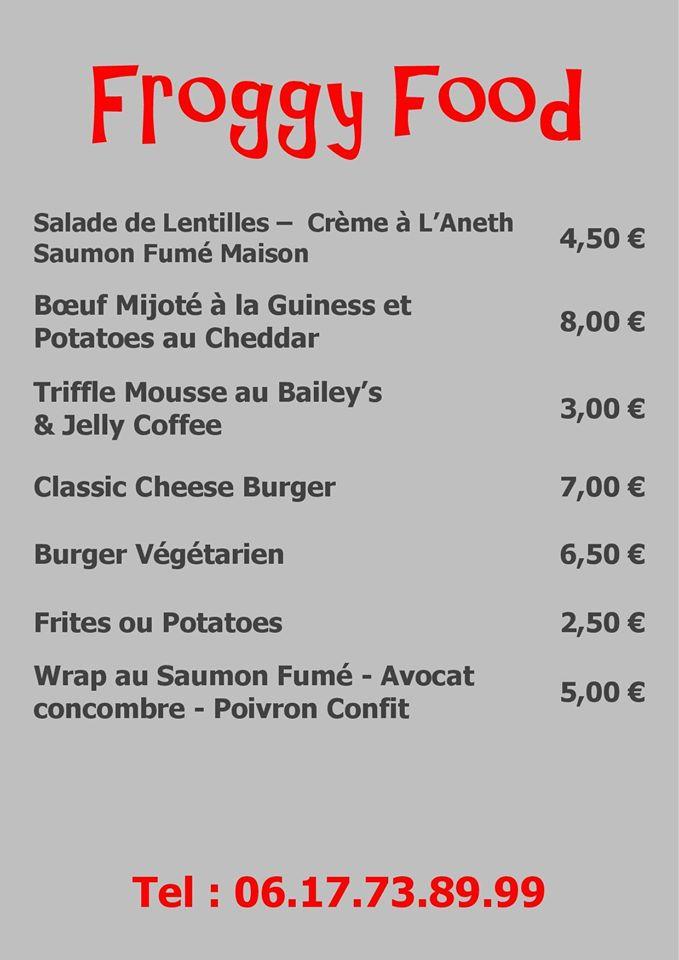 Menu at Froggy Food restaurant, Saint-Nazaire, ambulant